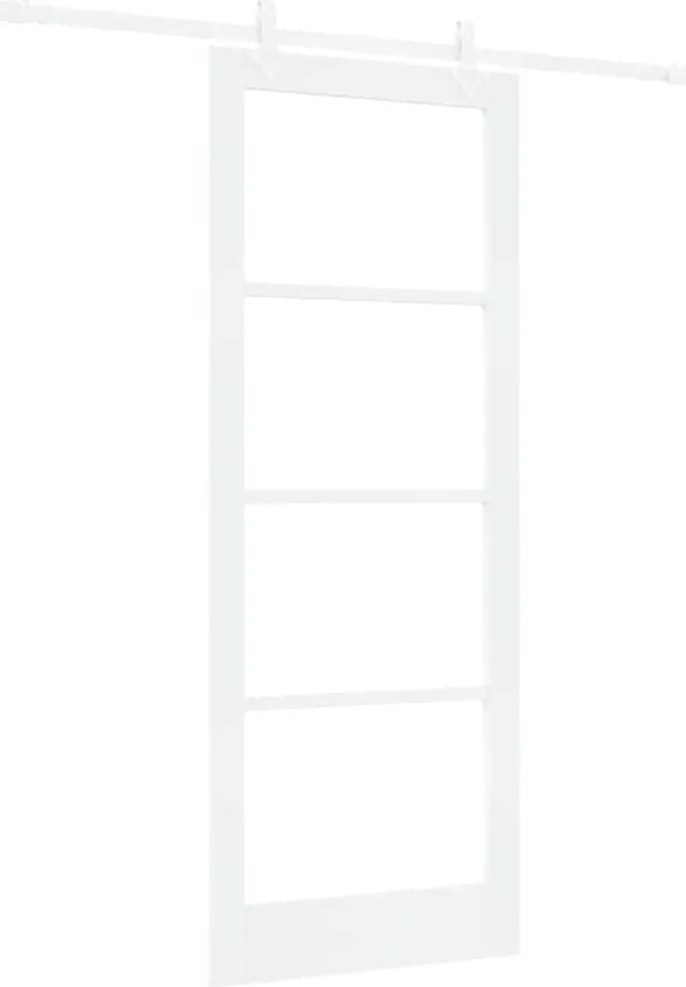 Posuvné dveře 83 x 211 cm Masivní borové dřevo a sklo Bílá 3332224