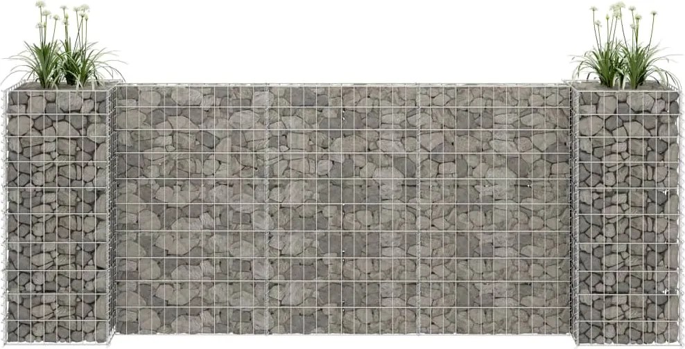 Gabionový truhlík ve tvaru písmene H ocelový drát 260x40x100 cm 145661