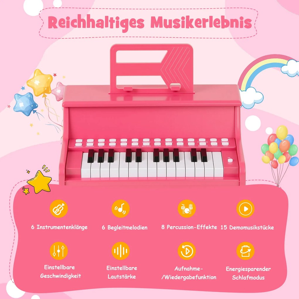 Costway 25 Keys Mini Digital Piano Dětské elektrické piano s nastavitelnou