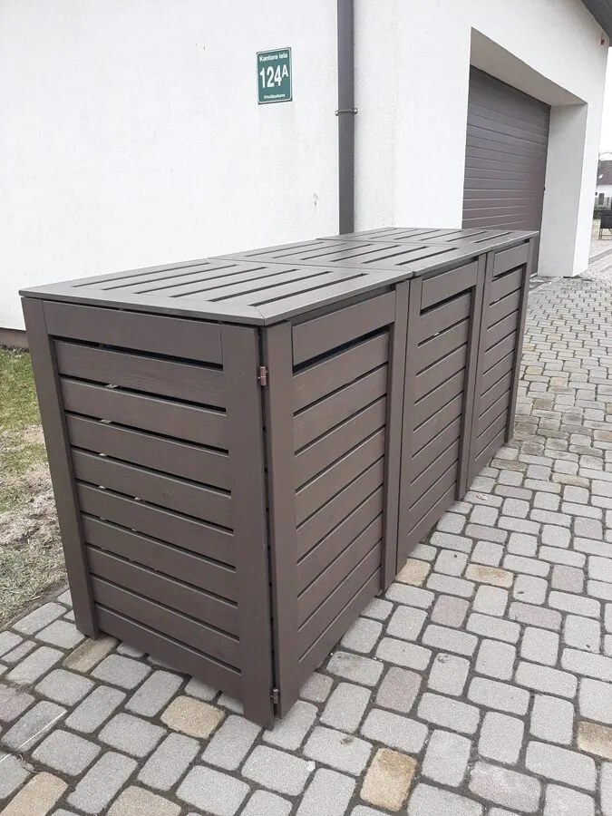 Dřevěná skříňka na popelnice 3 x 240l Dabasbox Barva: Antracit