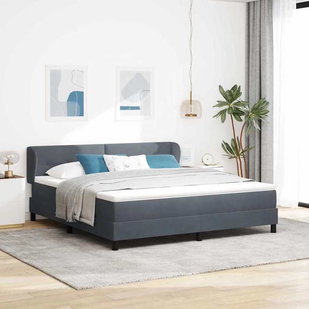 Postel s boxspringem s čelo Tmavě šedá 180 x 200 cm samet 3340401