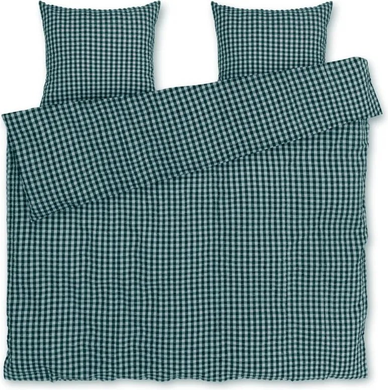 Zelené/modré krepové povlečení na dvoulůžko/prodloužené 200x220 cm Bæk&Bølge – JUNA