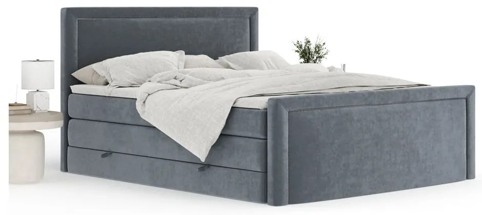 Tmavě šedá boxspring postel s úložným prostorem 180x200 cm Lavenda – Maison de Rêve
