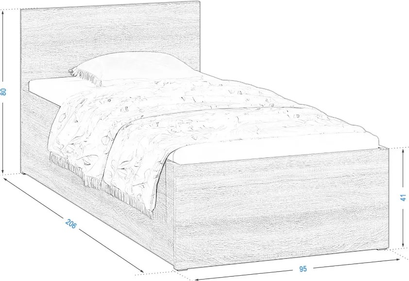 Maxi Postel STELA 90x200 cm, Dub lanýž