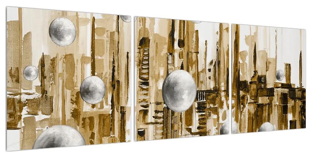 Abstraktní obraz - město (120x40 cm)