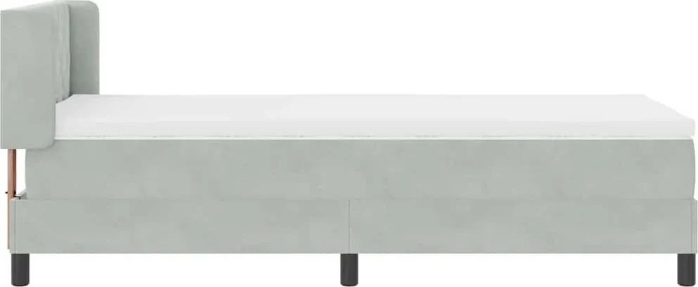 Postel s boxspringem s čelo Světle šedá 200 x 90 cm samet 3341396