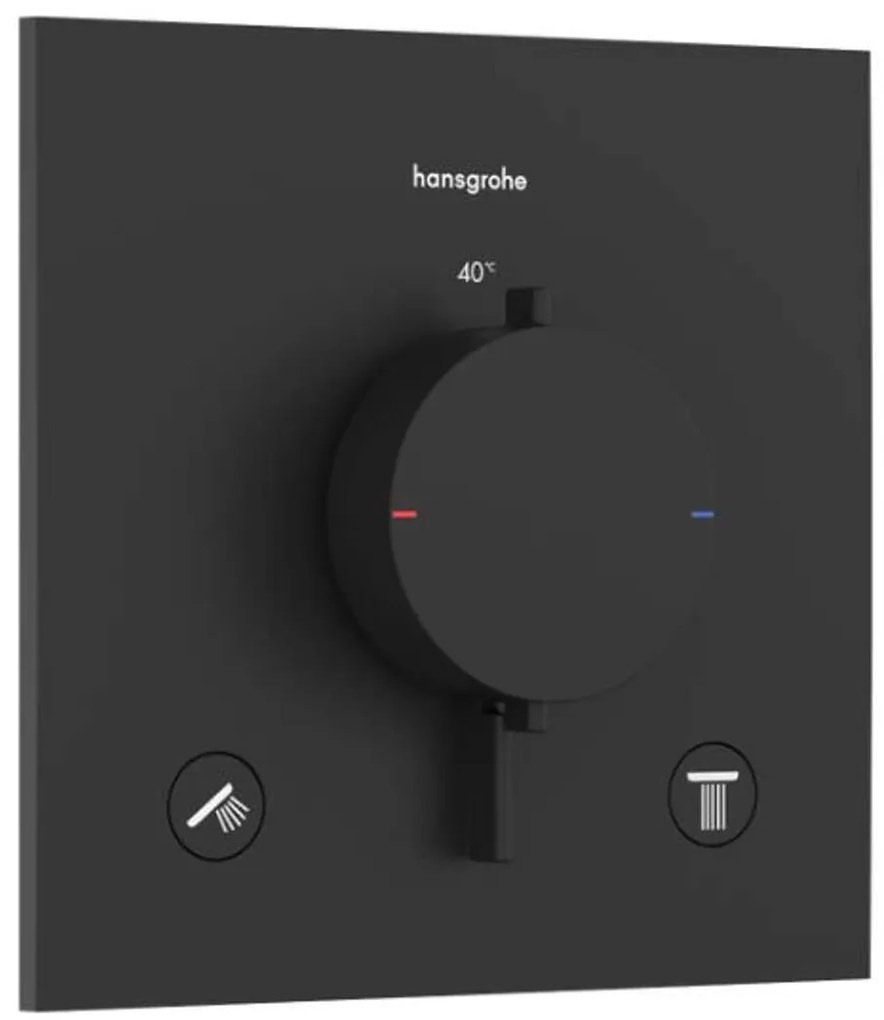 Hansgrohe Ecostat Comfort E - Termostatická baterie pod omítku, pro 2 spotřebiče, matná černá 33711670