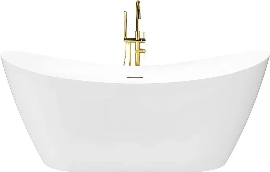 Rea Ferrano Slim, volně stojící vana 170x73 cm, bílá, zlatý matný click-clack, KPL-W7330