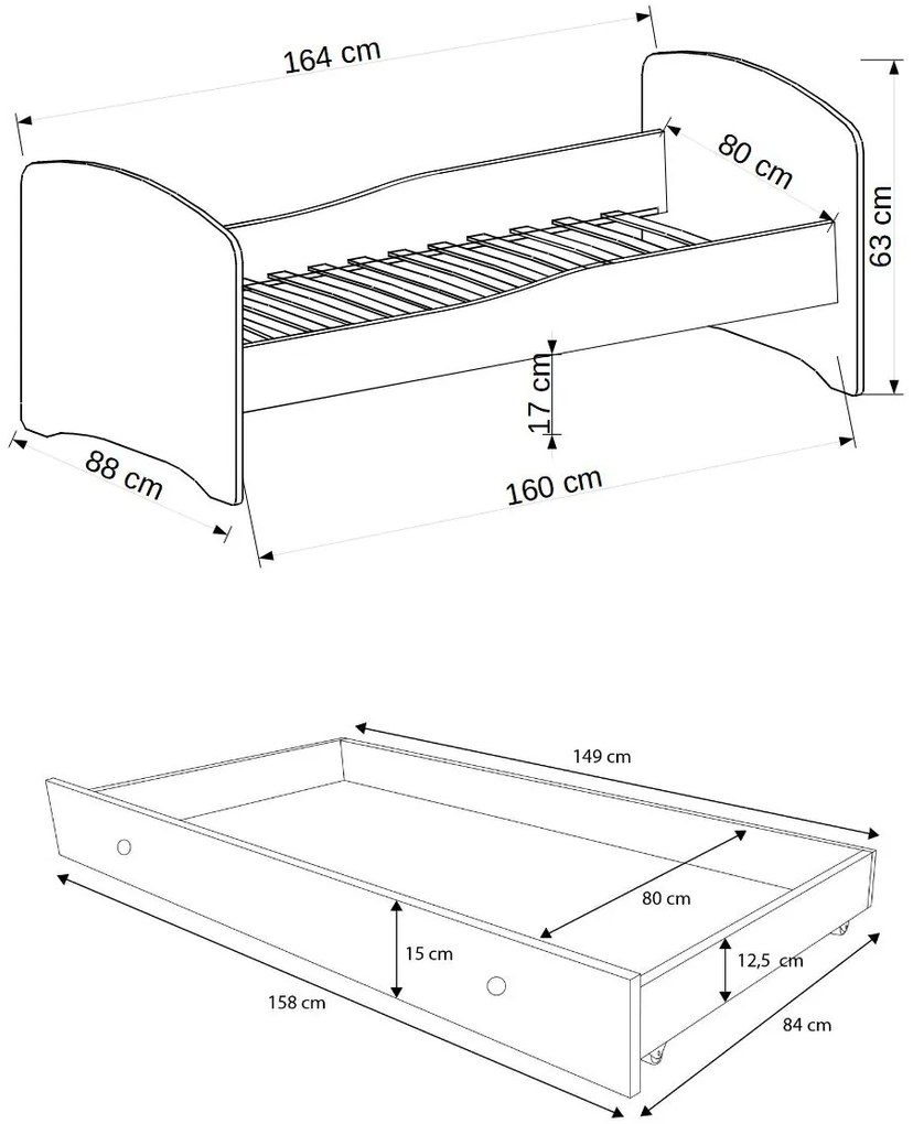 Dětská postel s matracemi GONZALO II 160x80 Motiv: FORMULA