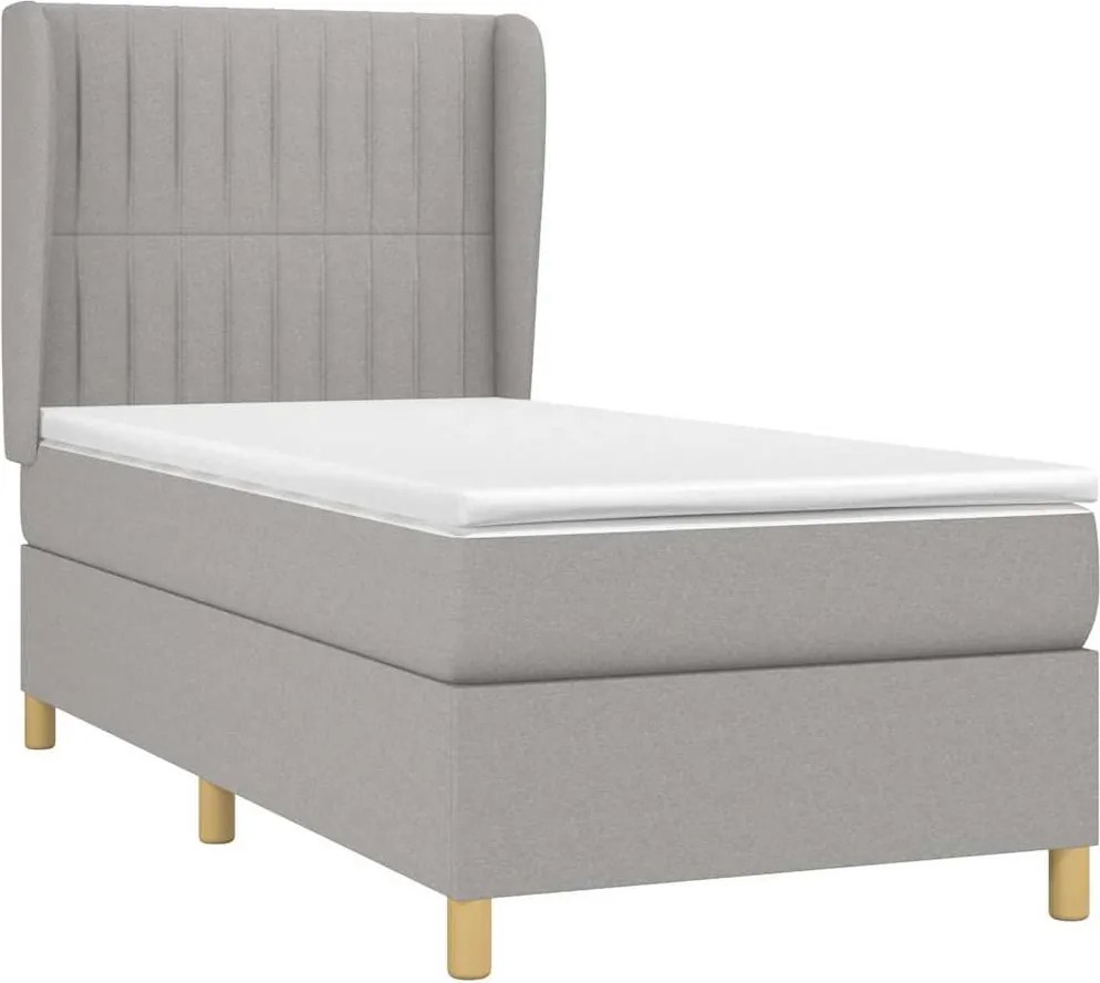 Box spring postel s matrací světle šedá 80 x 200 cm textil 3128637