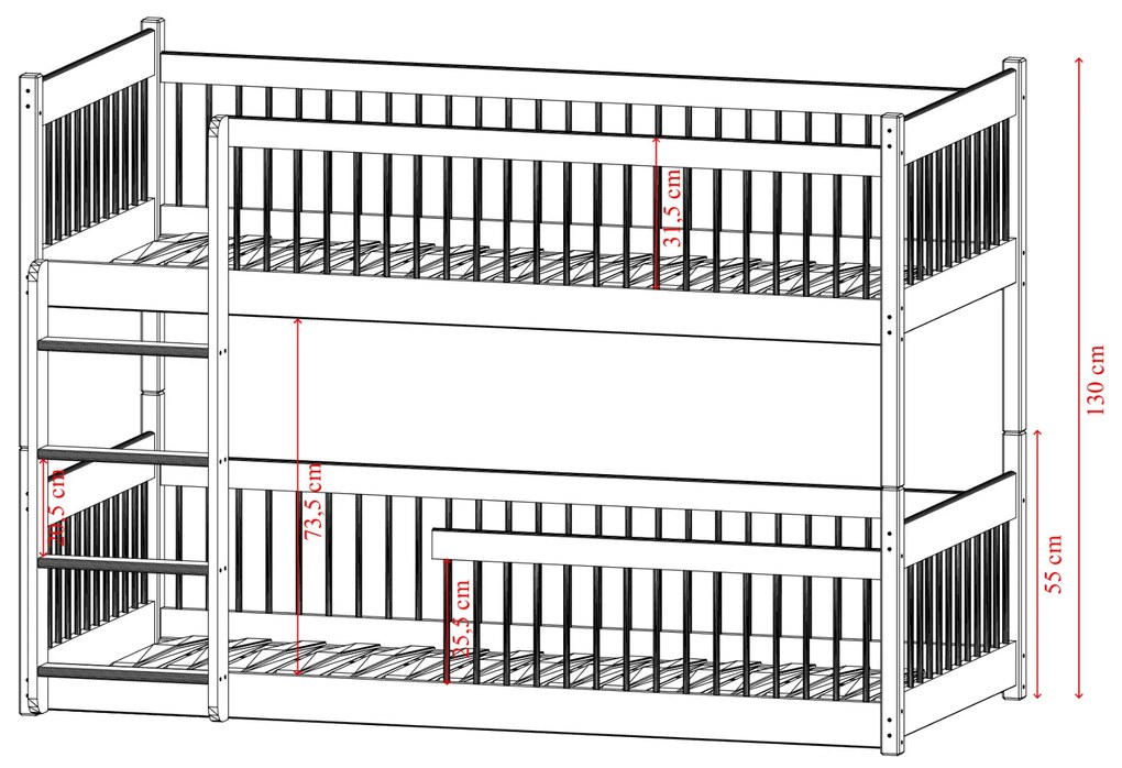 Legno Dětská patrová postel Boston kašmír Rozměr (cm): 90x200
