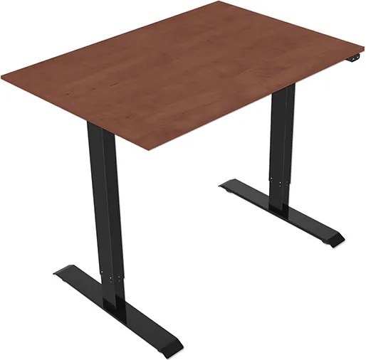 Elektricky výškově nastavitelný stůl POWERO — včetně desky, třešeň, černá, 75×120 cm