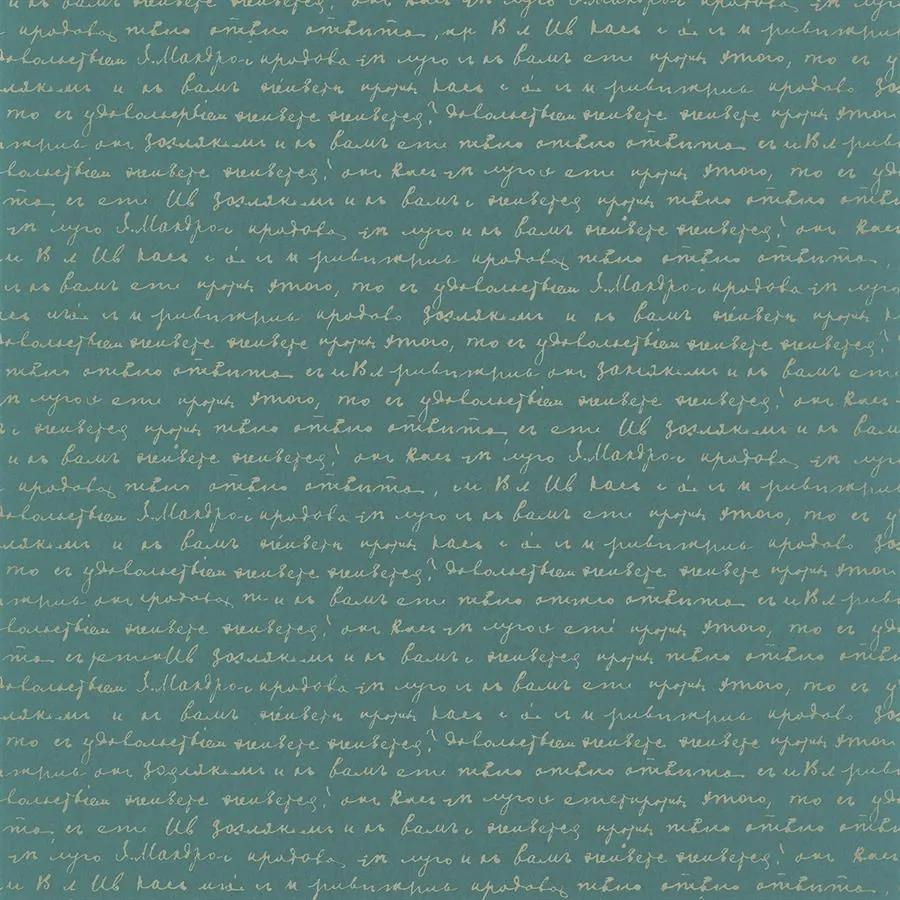 Caselio Vliesová tapeta na zeď Shine, 0,53x10,05m, SHE68616120 - zelená se zlatým textem