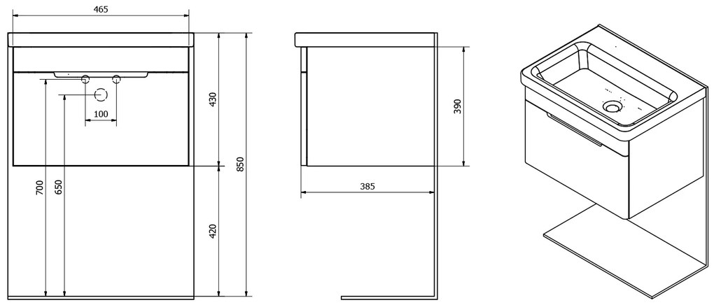 Sapho Sapho, Koupelnový set ELLA 50, 1x zásuvka, bílá, KSET-071