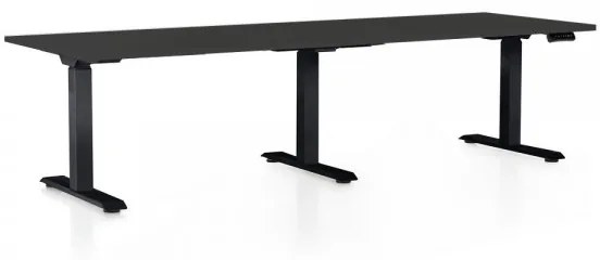 Výškově nastavitelný stůl OfficeTech Long, 240 x 80 cm, černá podnož