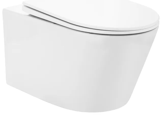 Gamma Mut-301, závěsná WC mísa Tornado/Rimless 520x365x360 mm + SLIM toaletní sedátko, bílá lesklá, GMA-MUT-301