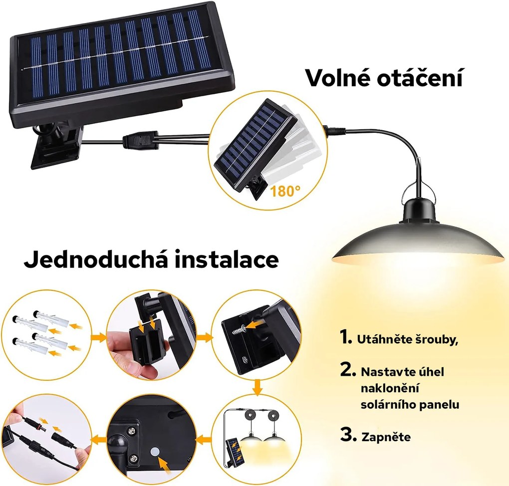 Bezdoteku LEDSolar DUO solární závěsné lampy na zahradu s dálkovým ovládáním, iPRO, 8W, teplé světlo