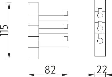 Nimco Trojitý otočný háček BORMO černá - BRC 11099-3-90
