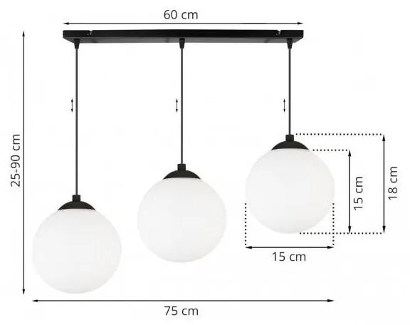 Závěsné svítidlo Florence, 3x bílé skleněné stínítko