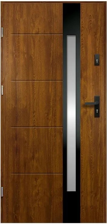 O.K. Doors® P55 Vchodové dveře Ariadna, 90 L, rozměr vč. zárubně: 1000 × 2070 mm, ocel, levé, dub zlatý, prosklené