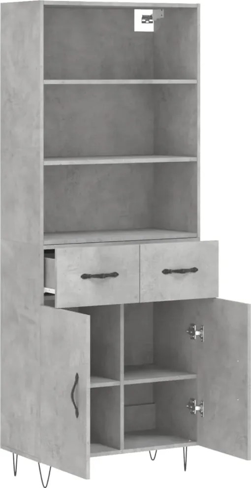 Skříň highboard betonově šedá 69,5x34x180 cm kompozitní dřevo 3200549