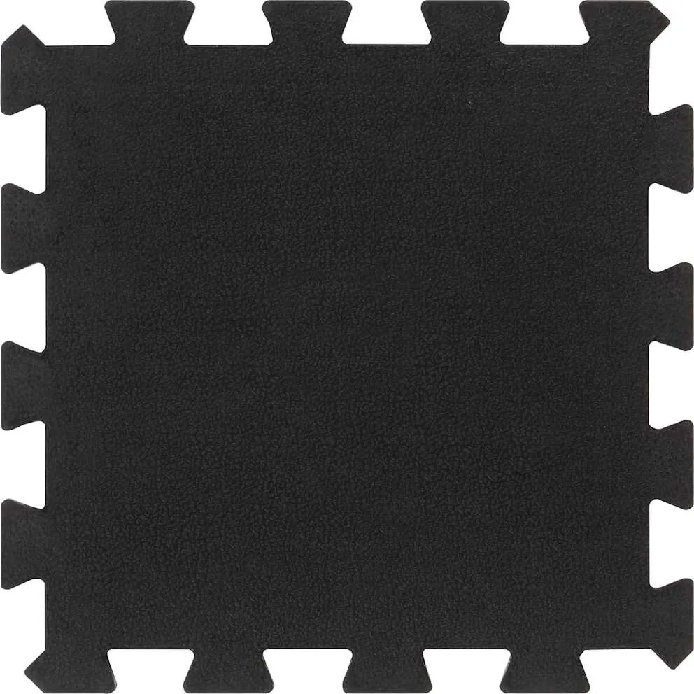 Gumové podlahové dlaždice 16 ks černé 16 mm 30 x 30 cm 155671