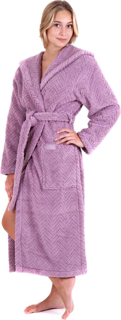 Bavlněný župan Athena s kapucí fialková 31 16 4605 - XL
