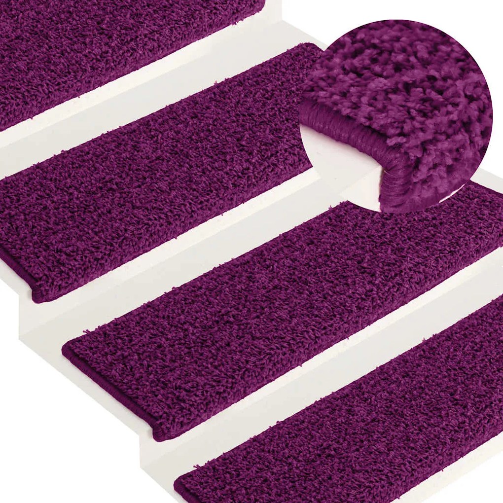 Schodové rohože 15 ks 65 x 21 x 4 cm růžové s obdélníkovým okrajem 326203