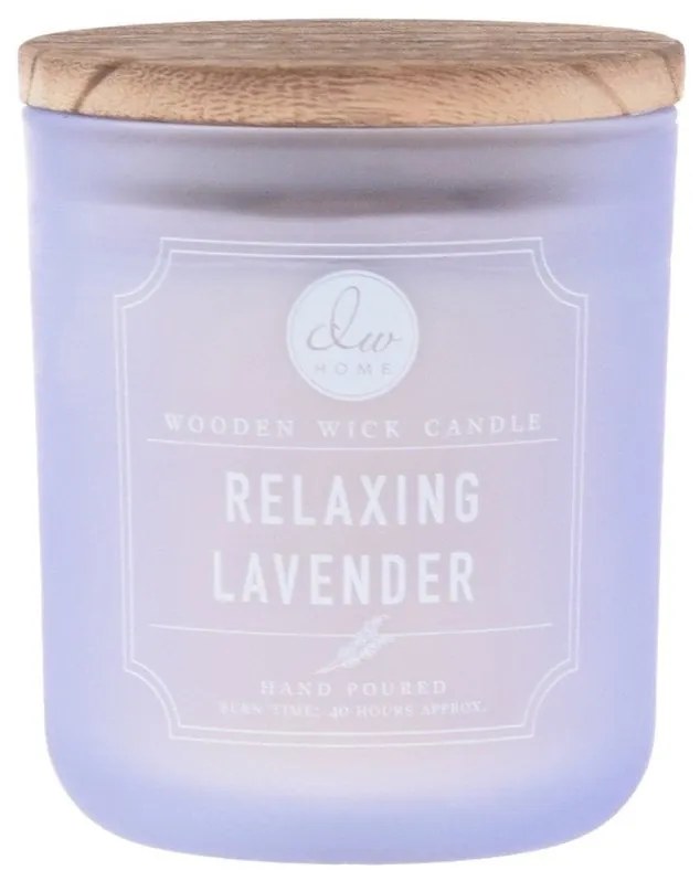 dw HOME Vonná svíčka s dřevěným knotem Relaxing Lavender 326 g, fialová barva, sklo, vosk