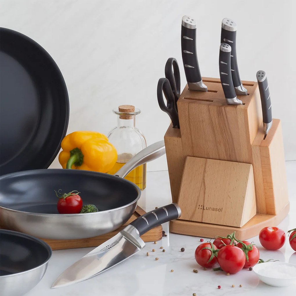 Stojan na nože 7 ks s bruskou na nože - Flow Kitchen - 132760