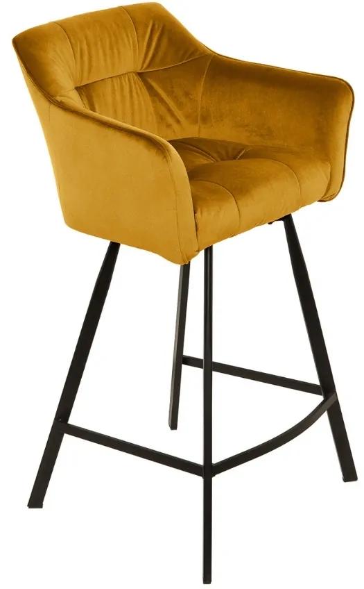 OnaDnes -20% Moebel Living Hořčicově žlutá sametová barová židle Trudy 76 cm