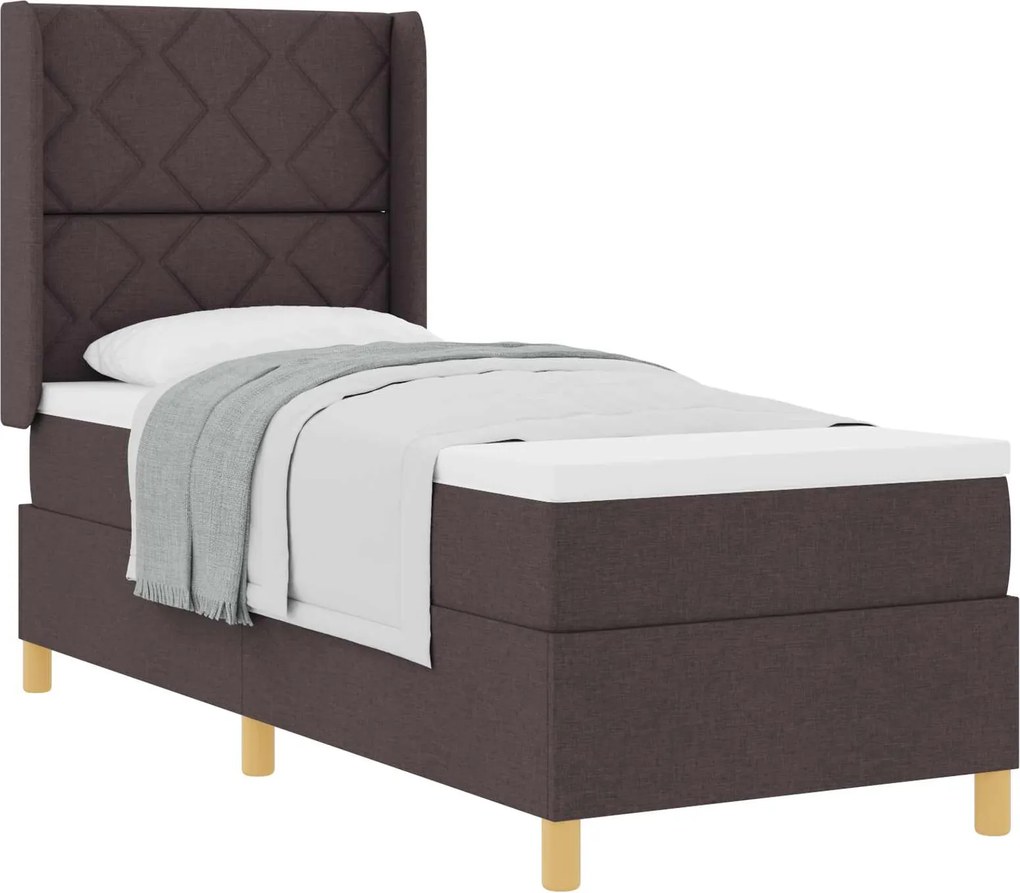 Postel s boxspringem s čelo Tmavě hnědá 80 x 200 cm textil 3341864