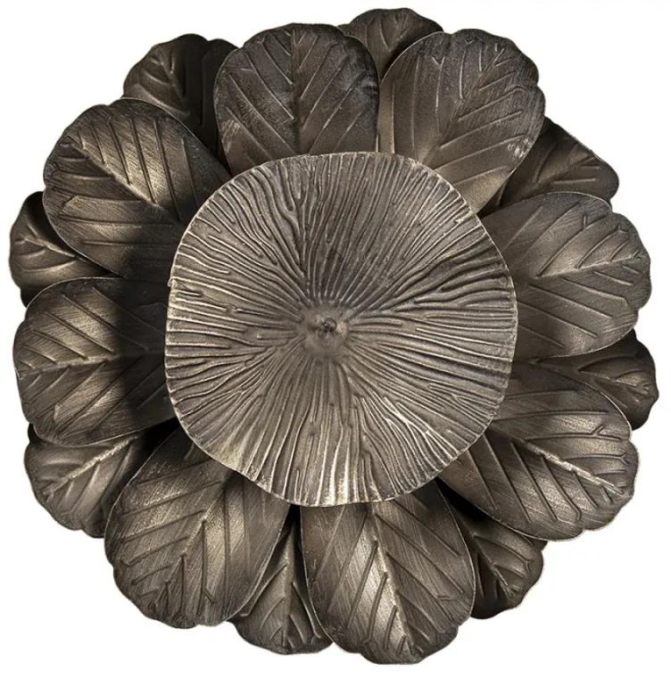Stříbrno-měděný kovový svícen s květem Anna – 28x50 cm