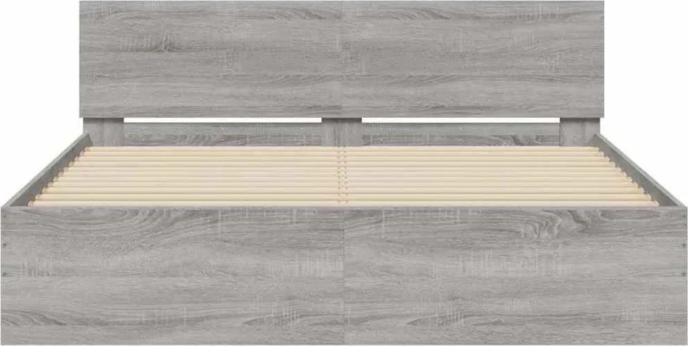 vidaXL Rám postele s čelem 140 x 190 cm Kompozitní dřevo [3207497] Barva: Betonová šedá