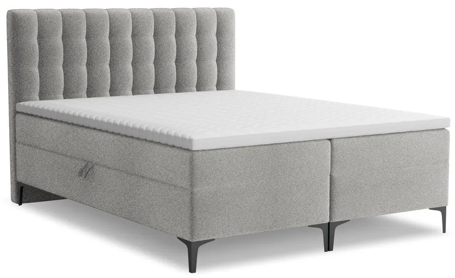 Světle šedá boxspring postel s úložným prostorem 180x200 cm Puhala – Makamii