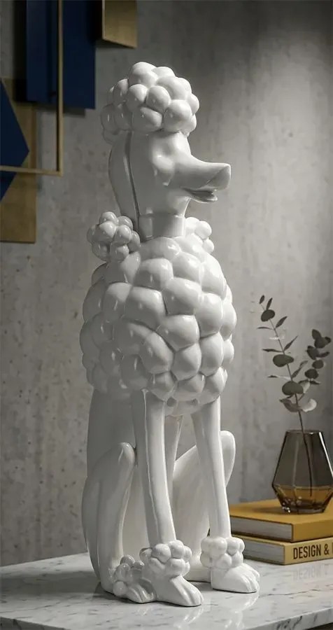 Dekorativní soška Dog 61 cm bílá