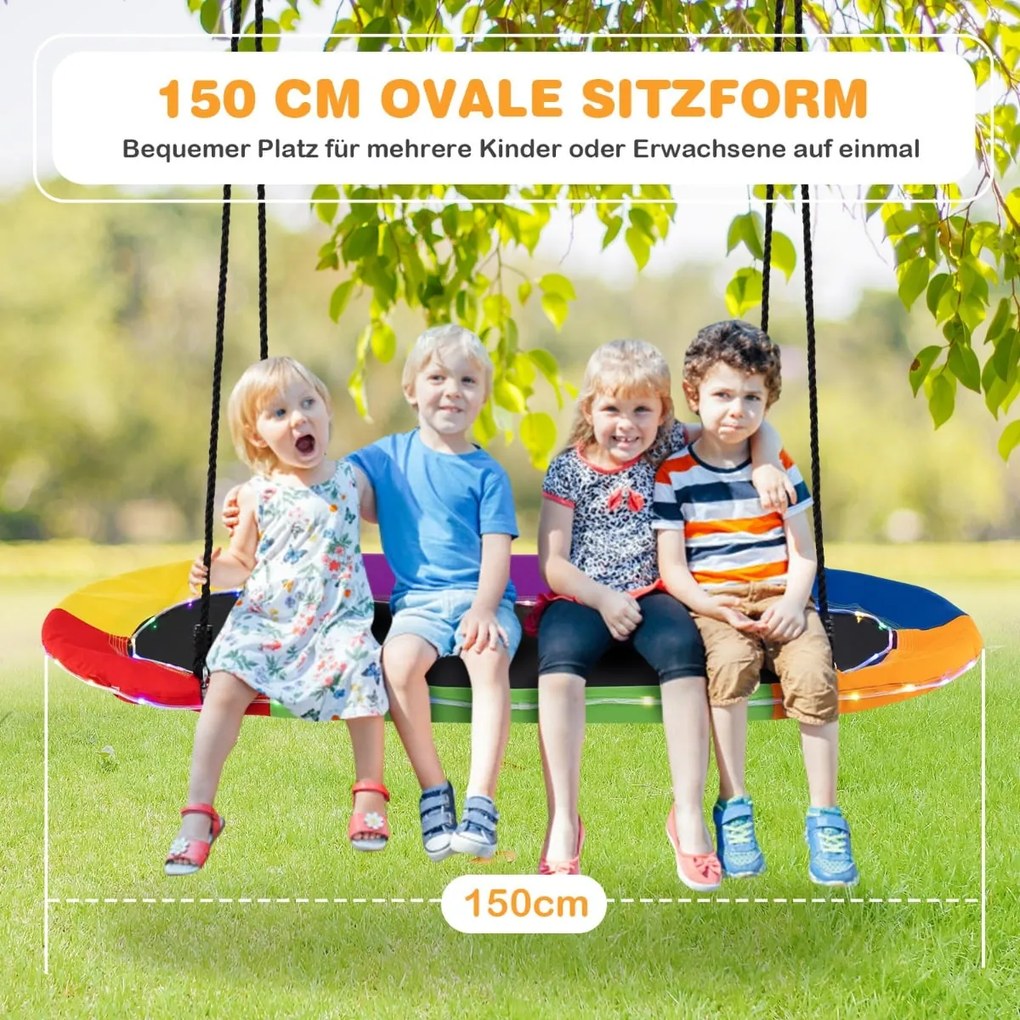 Costway Oválná houpačka hnízdo s nosností do 300 kg, venkovní houpačka