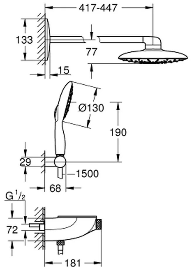 Grohe Rainshower System SmartControl 360 Mono - nástěnný / podomítkový sprchový systém s termostatem, Grohe 26446LS0