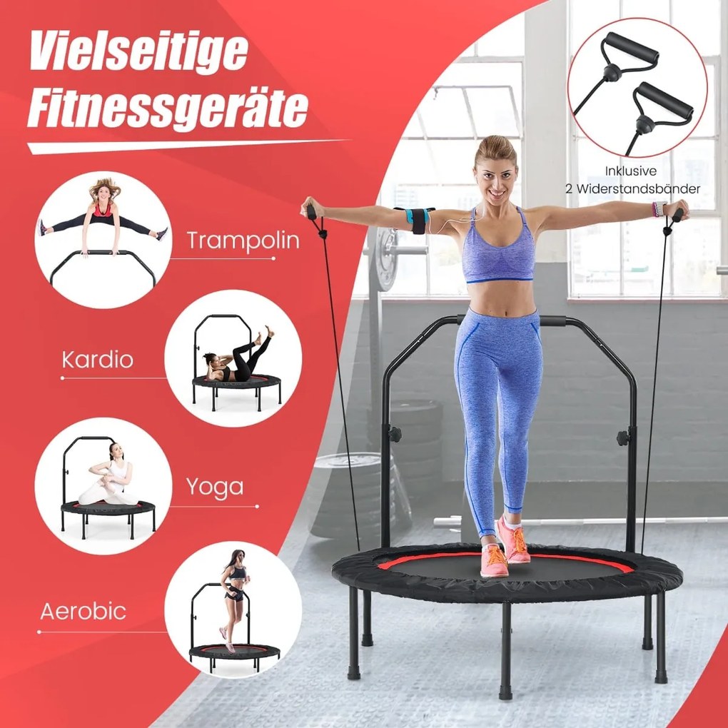 Costway Mini trampolína φ101 cm Fitmess trampolína s výškově nastavitelným