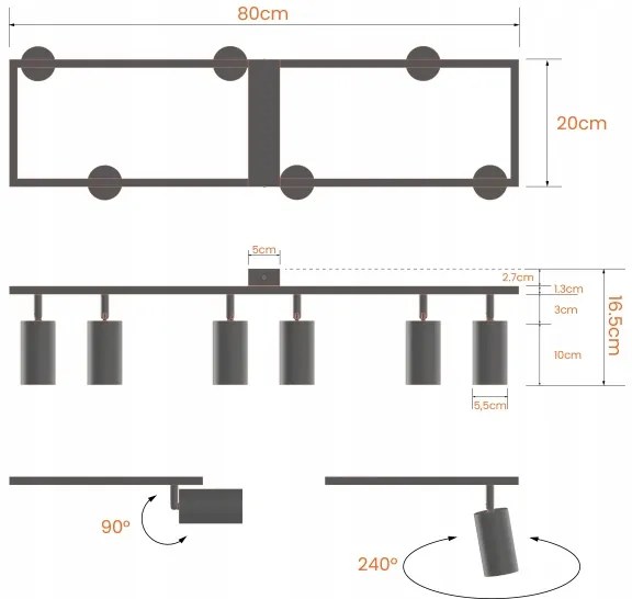 Bodové svítidlo 6xGU10/30W/230V černá