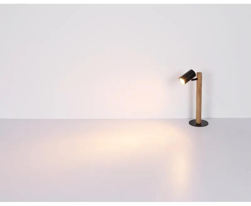 GLOBO Stolní flexibilní LED lampička HERTI, 1xGU10, 5W, dřevěná, černá 57913T