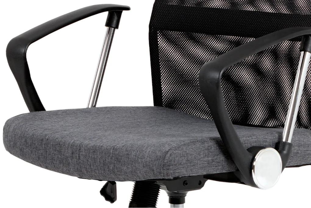 Autronic - Kancelářská židle, houpací mech., šedá látka + černá MESH, kovový kříž - KA-E301 GREY