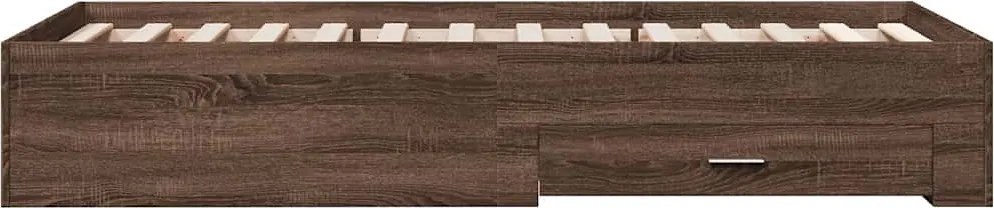 Rám postele se zásuvkami hnědý dub 75 x 190 cm kompozitní dřevo 3280446
