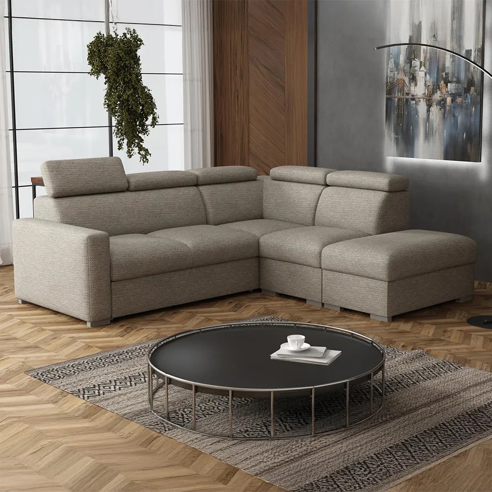 Sedací souprava PEDRO L | 250x230 cm | rozkládací + 2x úložný prostor | polohovatelné záhlavníky | VÝBĚR TKANIN