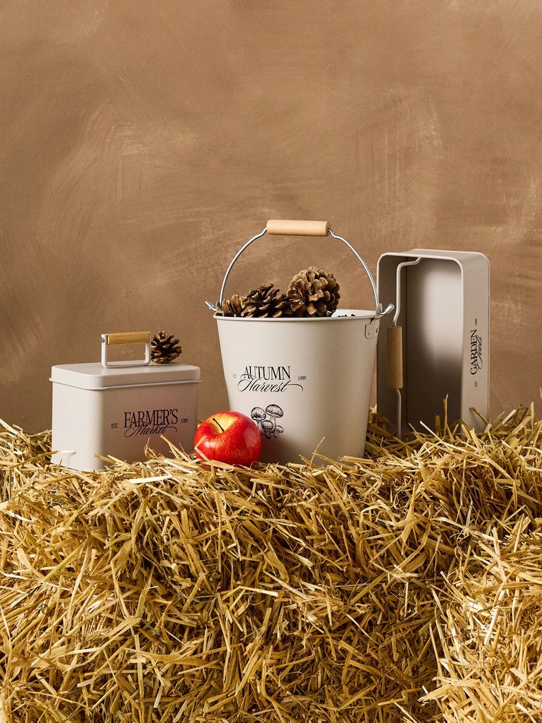 Sinsay - Kovová nádoba s rukojetí a nápisem „Farmer's Market“ - béžová