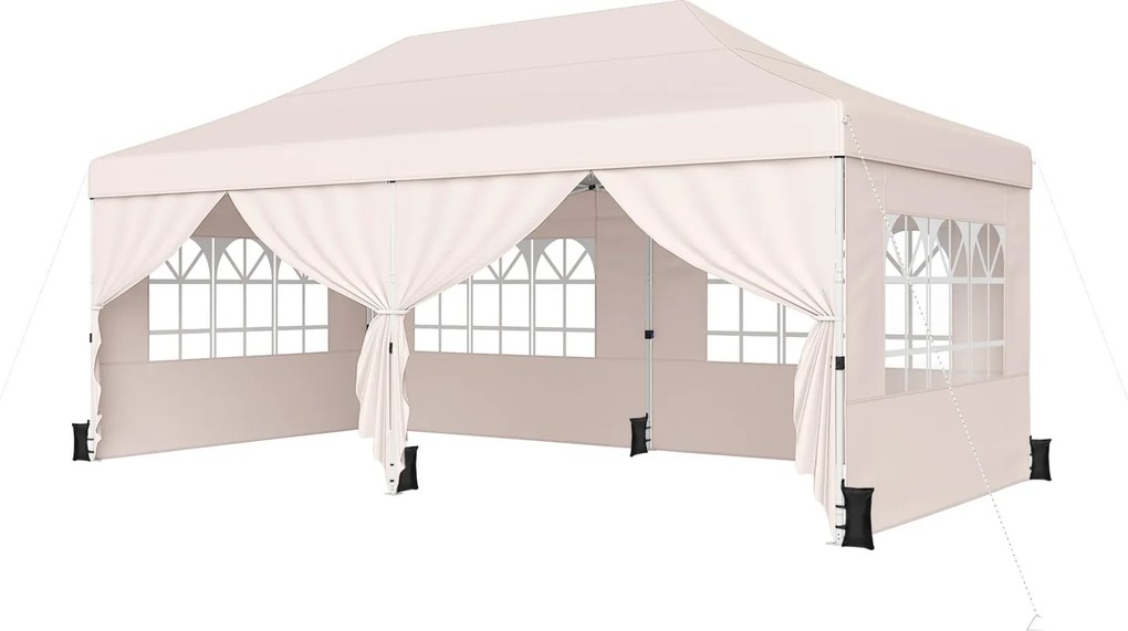 Costway Skládací pavilon s 4 bočními stěnami Výškově nastavitelný zahradní