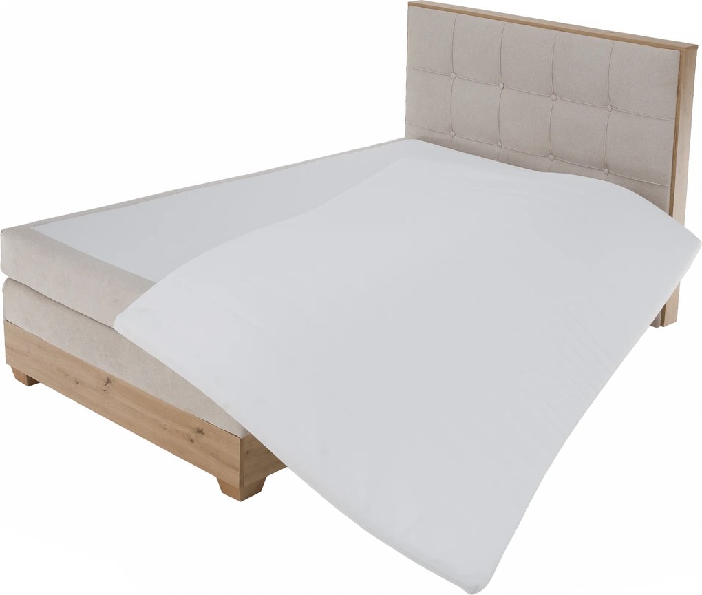 Elektrická polohovací postel, boxspring, béžová/dub artisan, 120x200, TIANA