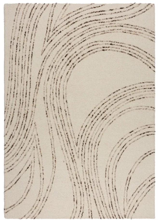 Hnědo-krémový vlněný koberec 120x170 cm Abstract Swirl – Flair Rugs