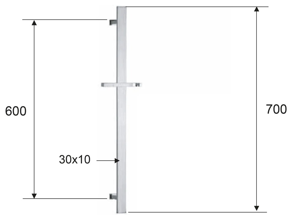 Sapho Sapho, Posuvný držák sprchy, hranatá, 700mm, zlato, SC417
