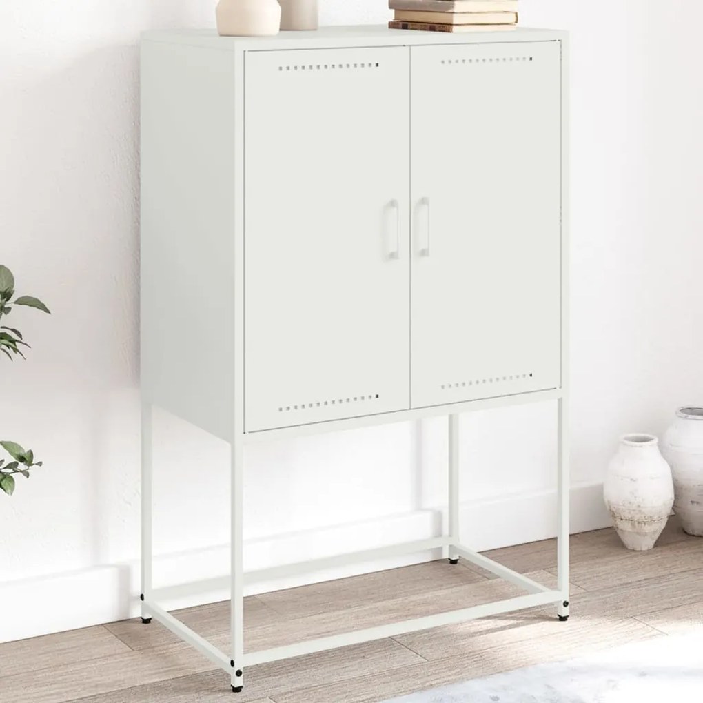 Skříň highboard bílá 68,5 x 38,5 x 107 cm ocel